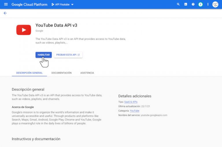 Como obtener la API Key de YouTube - El Estudio de Andrés | Diseño Web ...